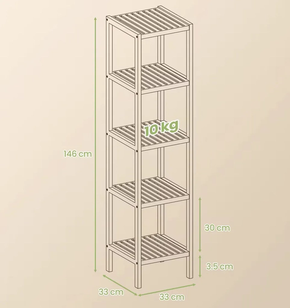 Bambusový koupelnový regál Koli hnědý