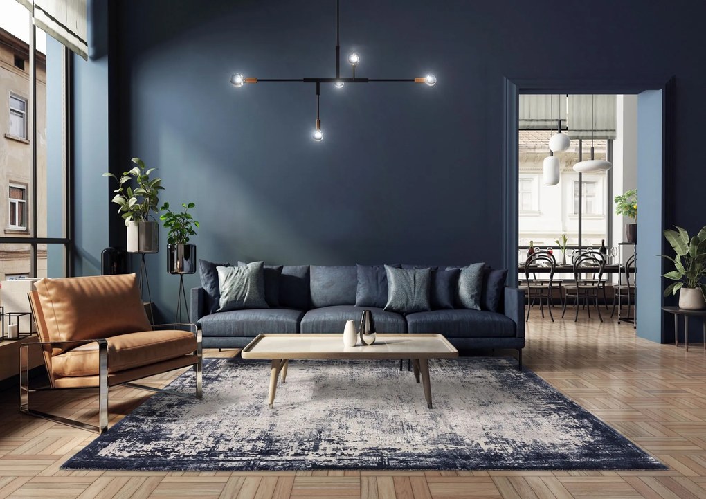Tribeca Design Kusový koberec Zoom Border Navy Rozměry: 160x230 cm