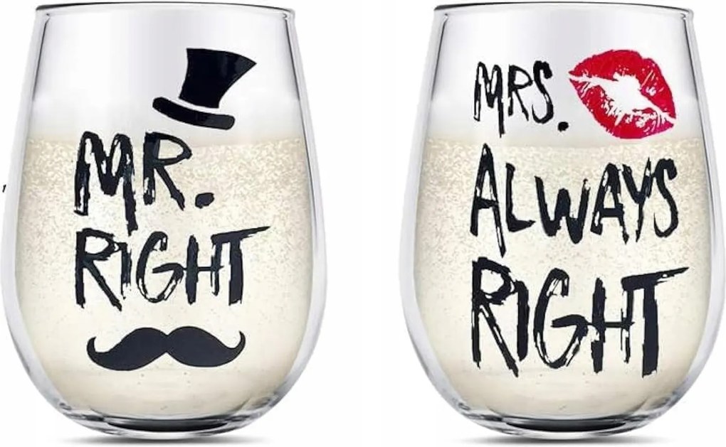 Sada sklenic na víno pro páry Mr Right Křišťálové skleničky na víno