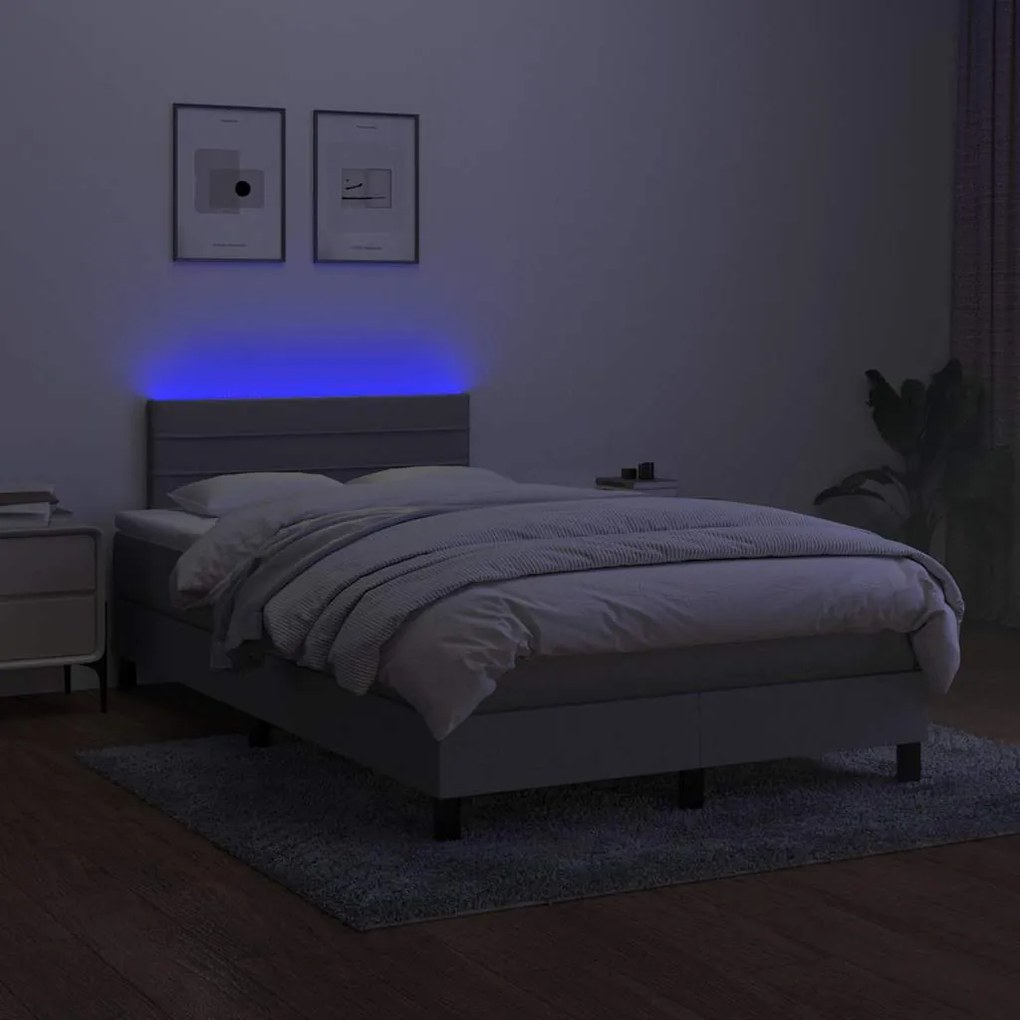 Box spring postel s matrací a LED světle šedá 120x200 cm textil 3133221