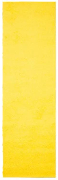 Běhoun Shaggy DELHI 7388A Jednobarevný žlutý Šíře: 70 cm