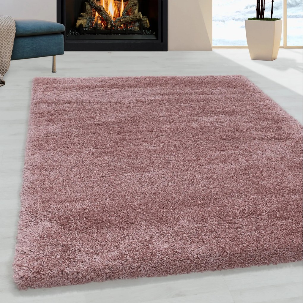 Ayyildiz, Kusový koberec Fluffy Shaggy 3500 rose, 200x290, růžová, ložnice