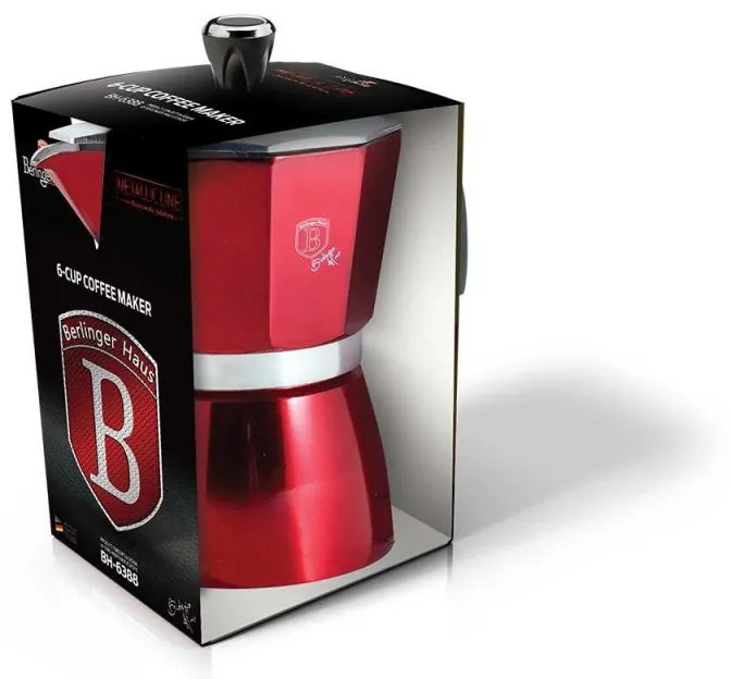 BERLINGERHAUS Konvice na espresso 6 šálků Burgundy Metallic Line BH-6388