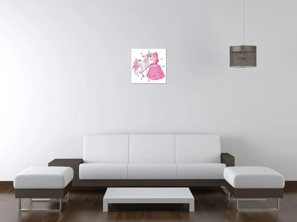Gario Obraz s hodinami Princezna s růžovým koníkem Rozměry: 30 x 30 cm