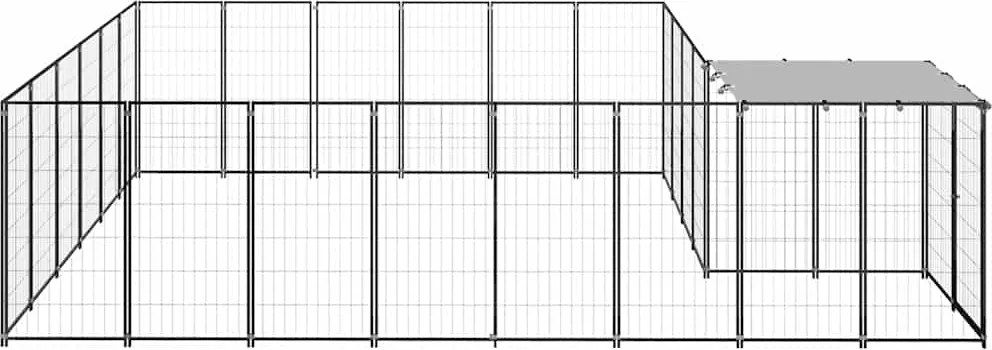 Psí kotec černý 12,1 m² ocel 3082213