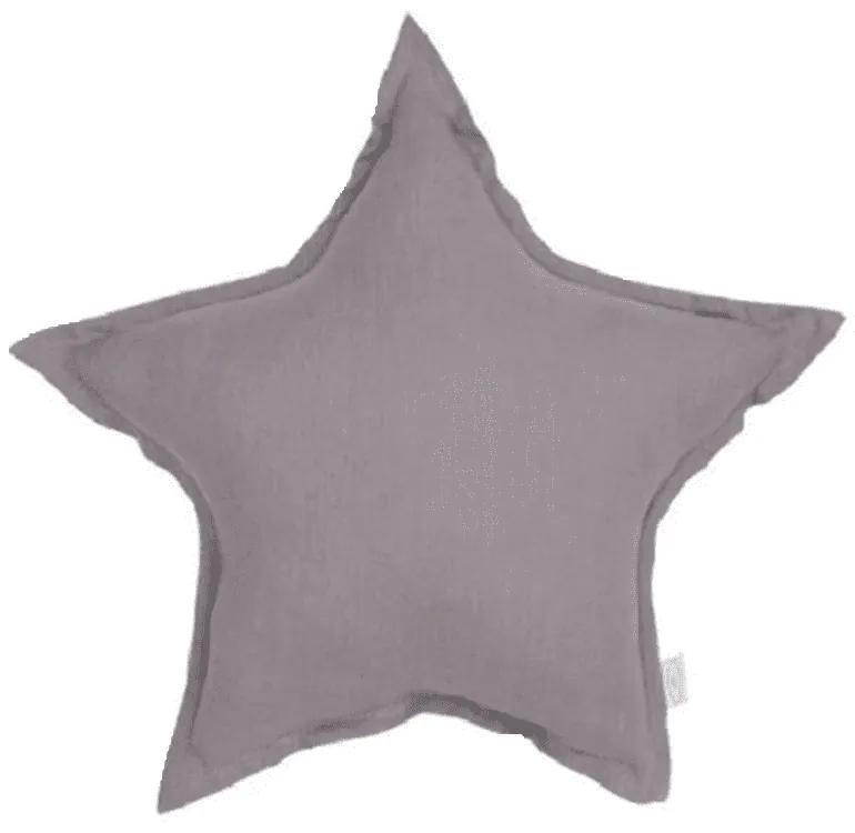 Mini lněný polštář hvězda tmavě šedá 38 cm