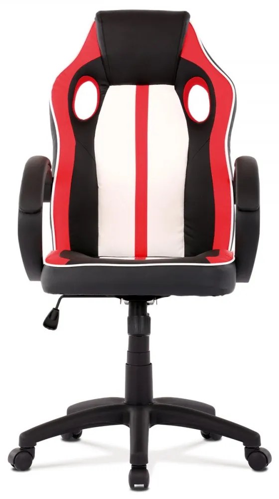 Herní židle SCATTE – ekokůže, červená / bílá / černá