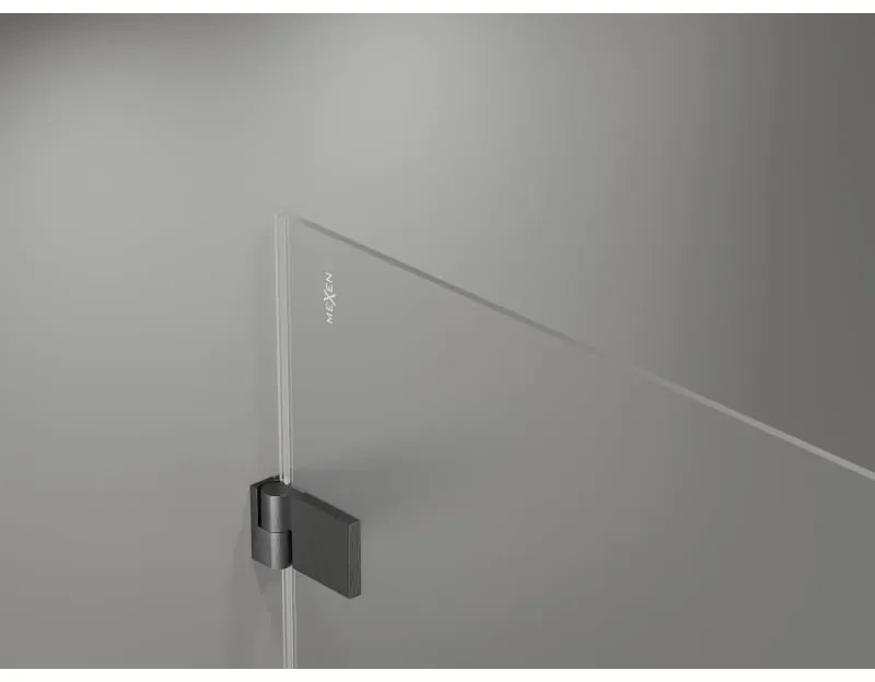 Mexen Lunar-B L sklápěcí sprchový kout levý 70 x 70 cm, čiré sklo, broušený grafit, 832L-070-070-66-00-L