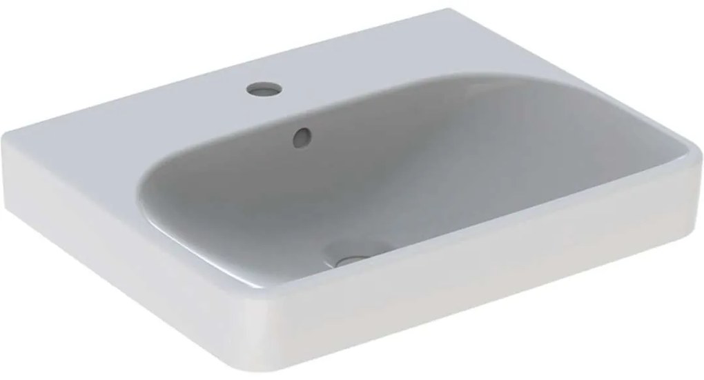 Geberit Smyle Square - Umyvadlo 55x44 cm, s přepadem, otvor pro baterii, bílá 500.259.01.1