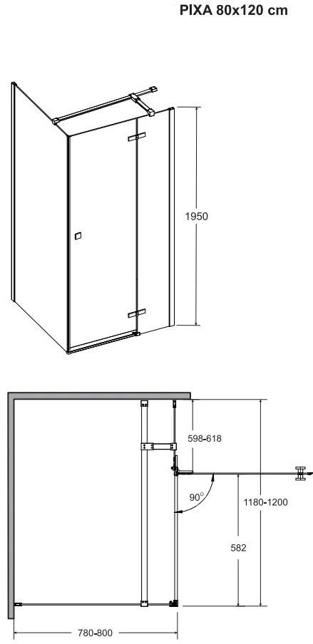 Besco Pixa 100x80/120x80 obdélníkový sprchový kout Orientace: Levá, Rozměr sprch.dveří: 100cm