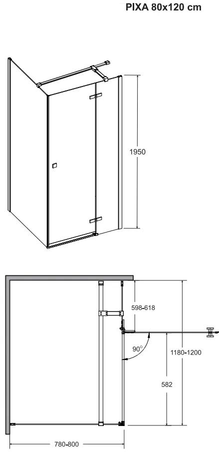 Besco Pixa 100x80/120x80 obdélníkový sprchový kout Orientace: Pravá, Rozměr sprch.dveří: 120cm