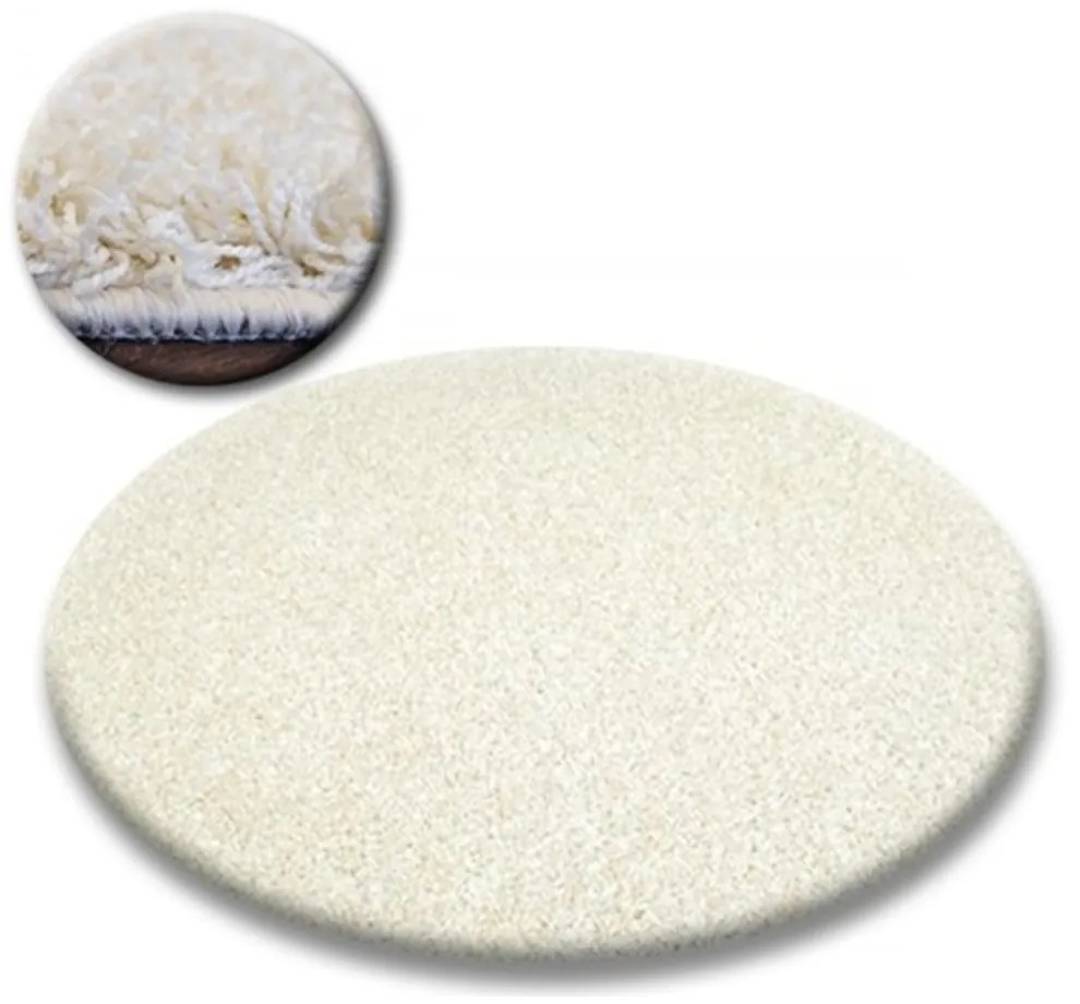 Kusový koberec Shaggy Galaxy smetanově bílý kruh, Velikosti 120cm