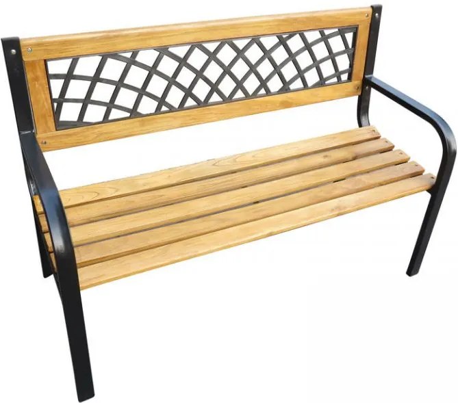 Odpočinková venkovní lavička 118 cm, kov / masivní dřevo
