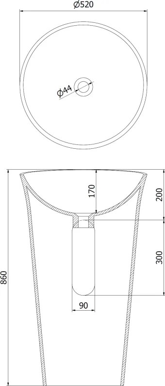 Mexen Nilda, volně stojící umyvadlo z konglomerátu 52x52x86 cm, bílá matná, 26555200
