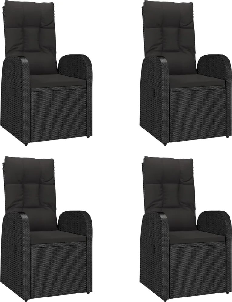 5dílný zahradní jídelní set s poduškami černý polyratan 3157600