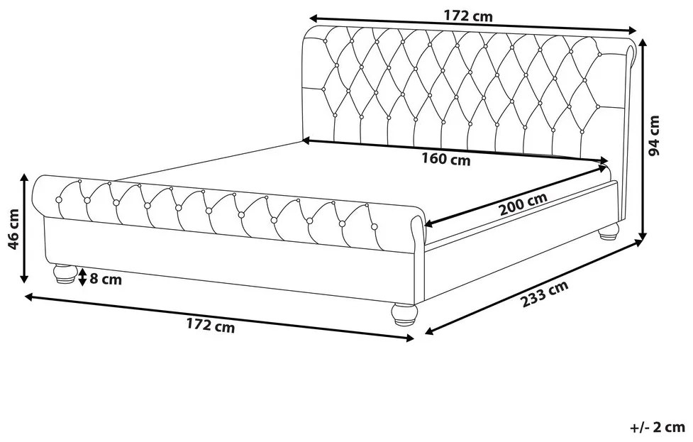 Růžová čalouněná manželská postel Chesterfield 160x200 cm AVALLON Beliani