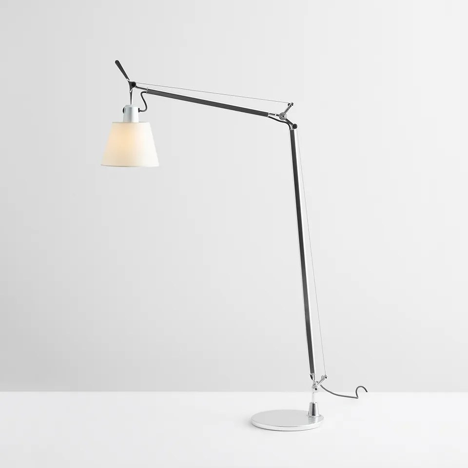 Artemide 0947010A + A025150 Tolomeo Basculante 180 Lettura, stojací lampa s vypínačem, pergamenové stínítko, 1x46W E27, výška 108+87cm