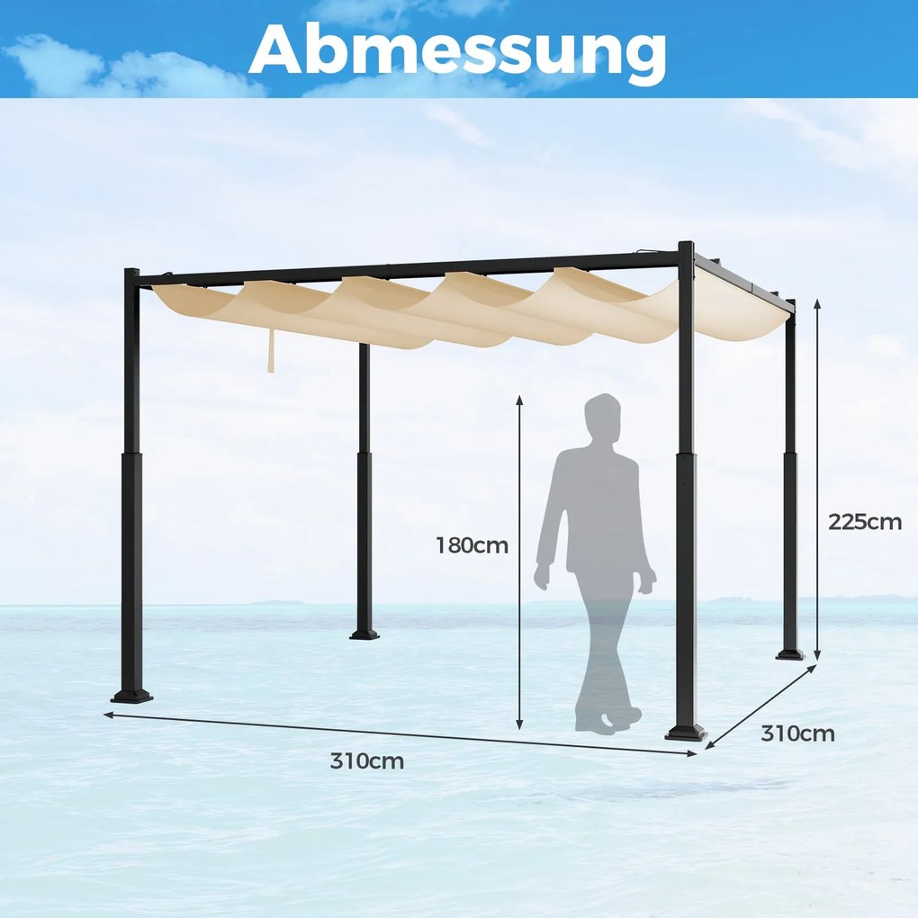 Costway Pergola s posuvnou střechou Vodotěsný altán Zimní zahradní altán
