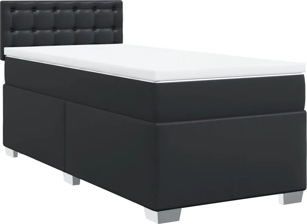 Box spring postel s matrací černá 100x200 cm umělá kůže 3288408