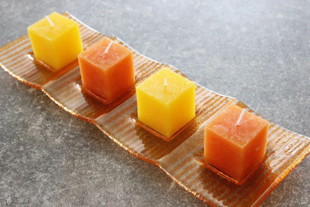 BDK-GLASS Skleněný svícen PALMER na 4 svíčky - oranžový