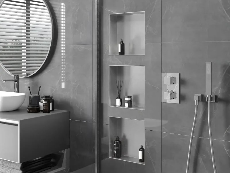 Mexen X-Wall-NR nástěnná polička bez lemu 30 x 30 cm, inox - 1911303010