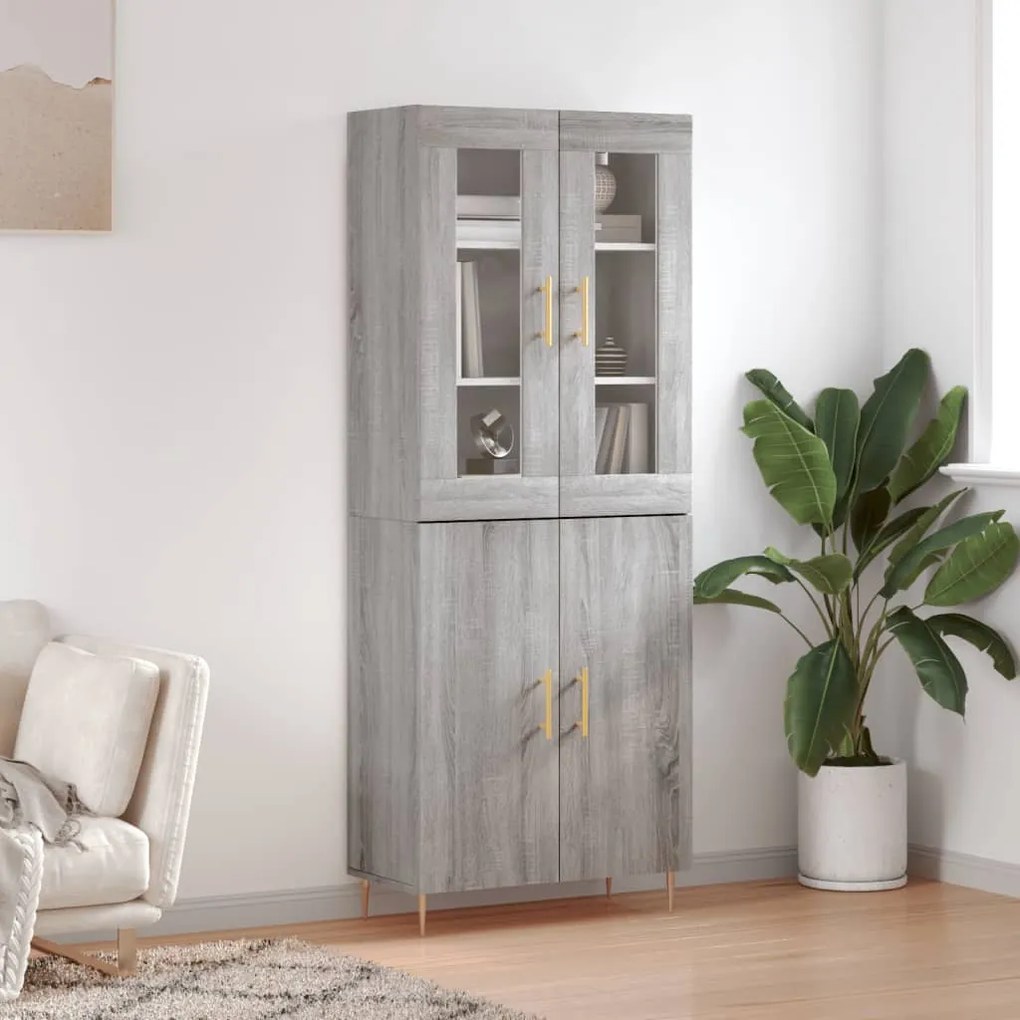 Skříň highboard šedá sonoma 69,5 x 34 x 180 cm kompozitní dřevo 3198207