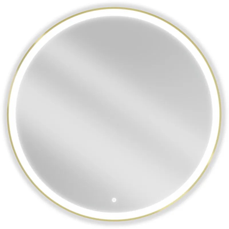 Mexen Esso, kulaté LED podsvícené koupelnové zrcadlo 100 cm, 6000K, topná podložka proti zamlžování, zlatý rám, 9825-100-100-611-50