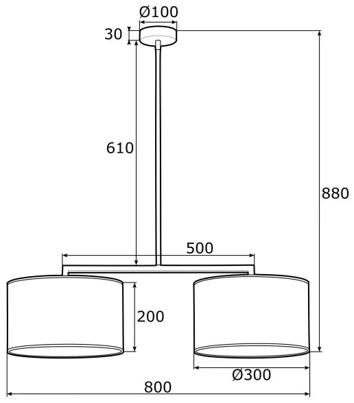 Argon 0899 - Lustr na tyči KARIN 2xE27/15W/230V černá