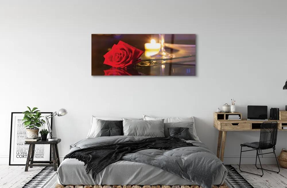 akrylový obraz Rose svíčka sklo 120x60 cm