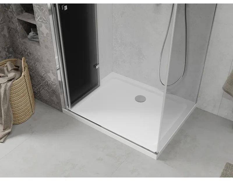 Mexen Lima skládací sprchový kout 100 x 110 cm, Grafitově černá, Chromovaná + sprchová vanička Flat, Bílá - 856-100-110-01-40-40