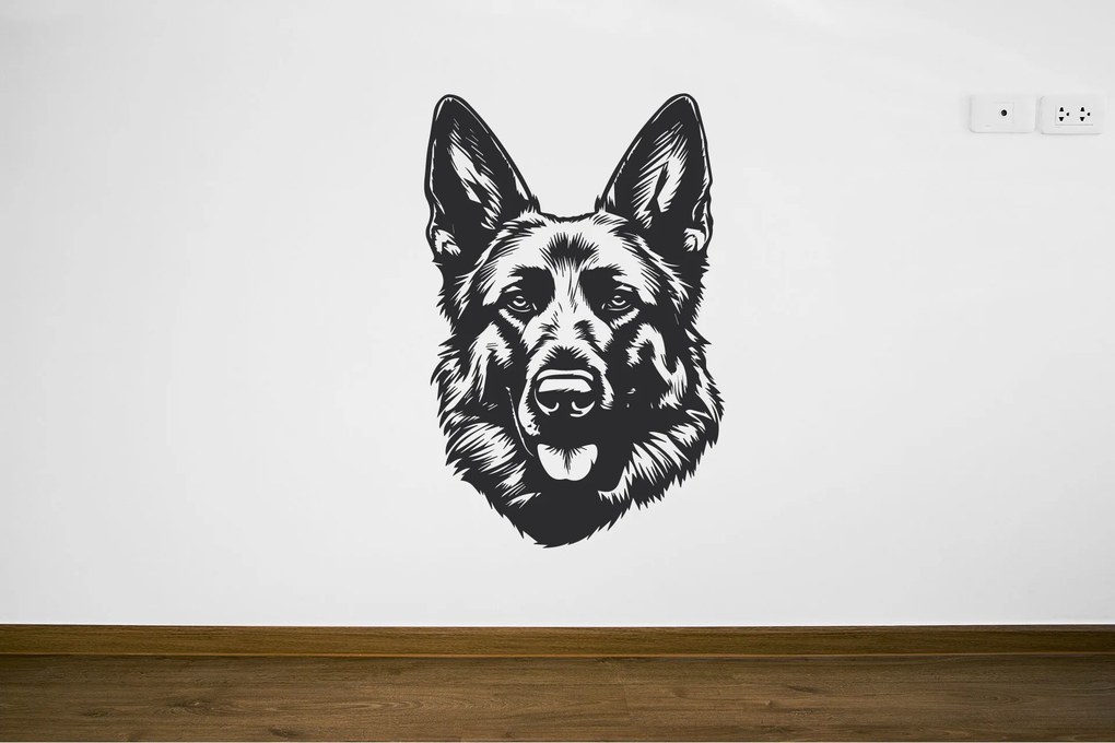 Lepy.cz Samolepka na zeď Německý ovčák Velikost (šířka x výška): 80x120cm, Barevná varianta: Bílá