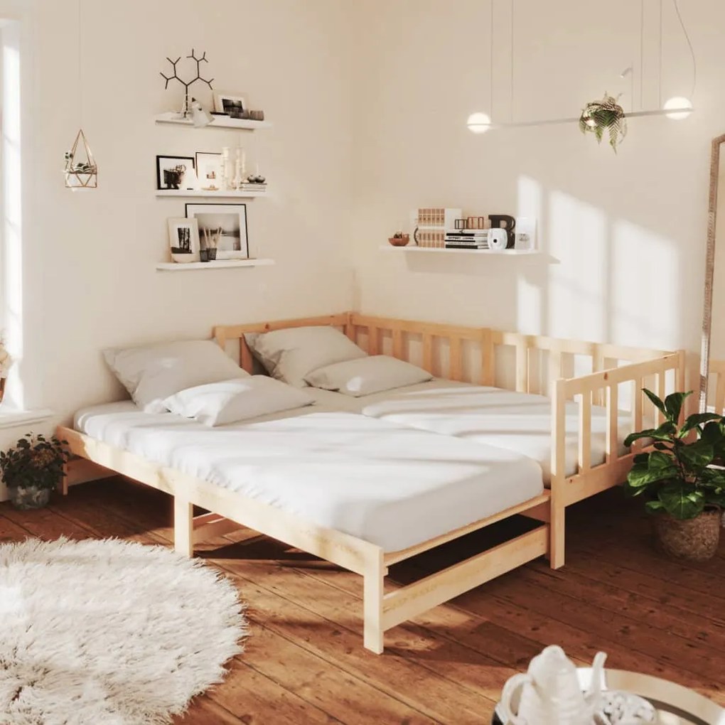 3083664 vidaXL Výsuvná denní postel 2 × (90 x 200 cm) masivní borové dřevo