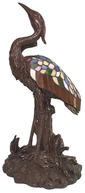 Vitrážová stolní lampa Tiffany Pélican – 21x21x53 cm