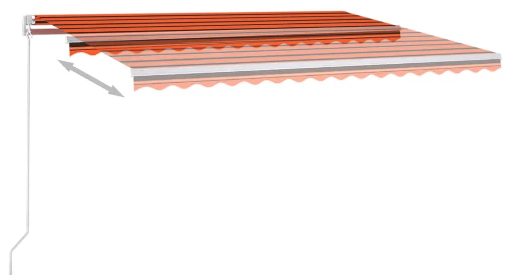 vidaXL Marketos Ručně zatahovací markýza s LED světlem 450x300 cm oranžovohnědá