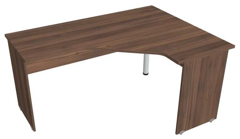 Stůl ergo levý 160*120 cm - Hobis Gate GEV 60 L Dekor stolové desky: ořech, Dekor lamino podnože: ořech, Barva nohy: stříbrná