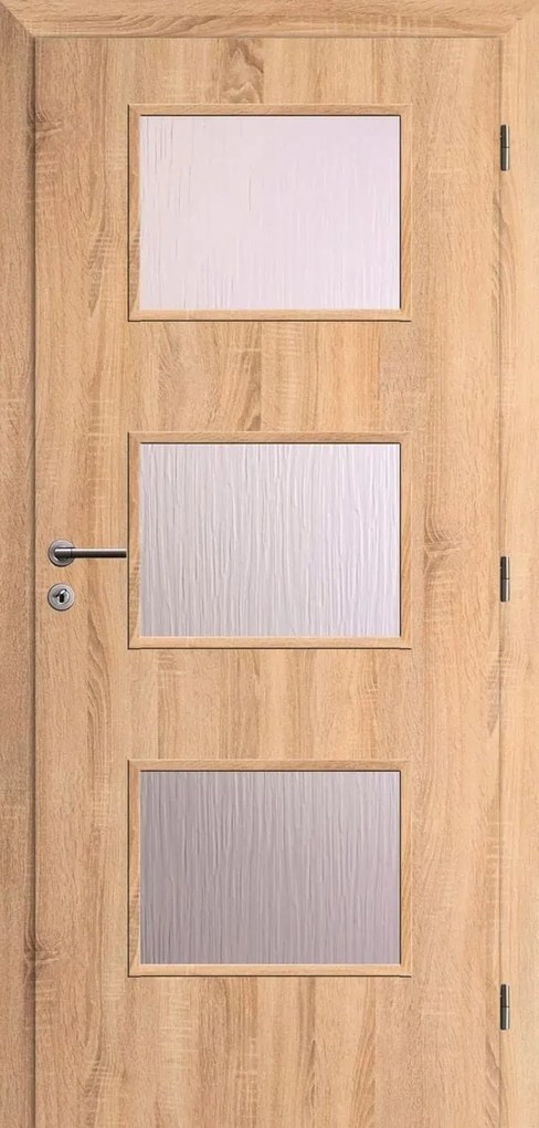 Solodoor Interiérové dveře Etta 6, 70 P, 70 × 197 cm, fólie, pravé, dub Mystic, prosklené