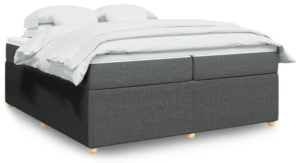 Box spring postel s matrací tmavě šedá 200x200 cm textil