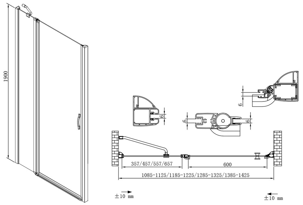 Gelco ONE sprchové dveře do niky 1300 mm, čiré sklo GO4413D GO4413D