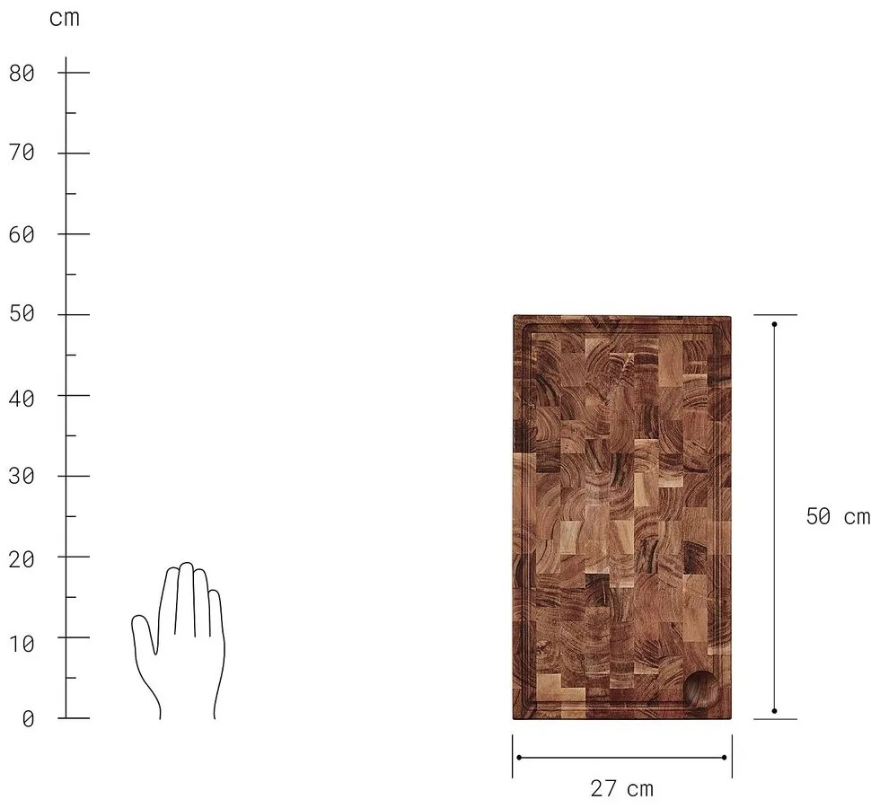 ACACIA Krájecí prkénko intarzované s drážkou