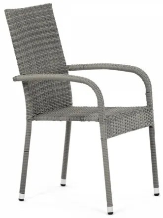 Zahradní židle stohovatelná šedý umělý ratan kov AZC-S2114 GREY