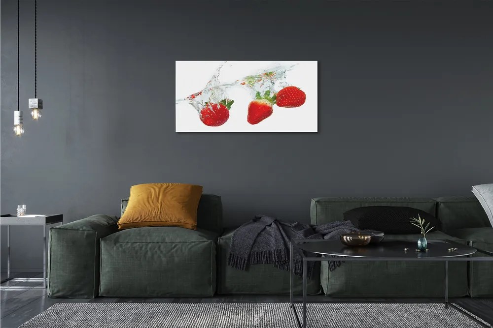 Obrazy na plátně Water Strawberry bílé pozadí 120x60 cm