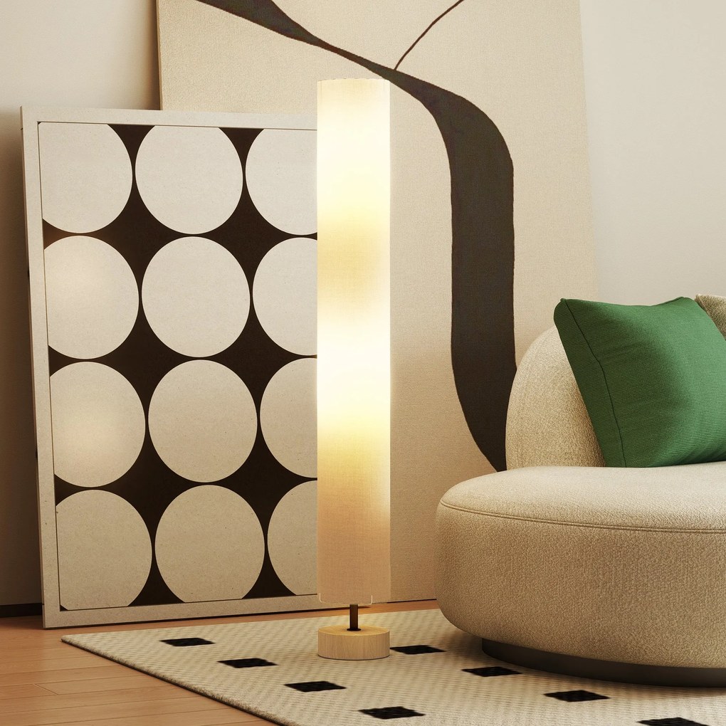 HOMCOM Podlahová lampa s moderním lněným stínidlem, nožní spínač, 2 x E27 patice, obývací pokoj, ložnice, kancelář, 120 cm, šedá | Aosom