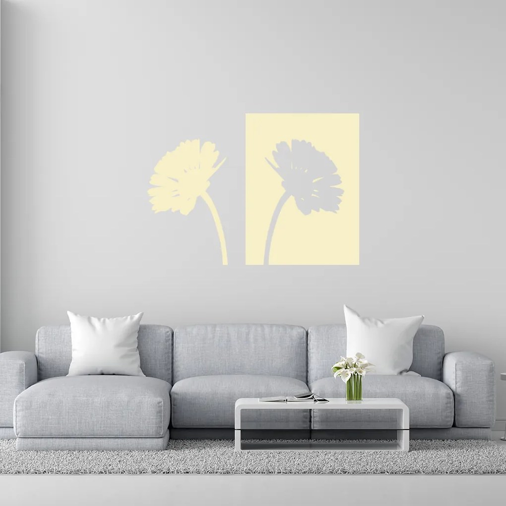 Živá Zeď Samolepka na zeď Kopretiny Barva: béžová, Velikost: 100 x 72 cm