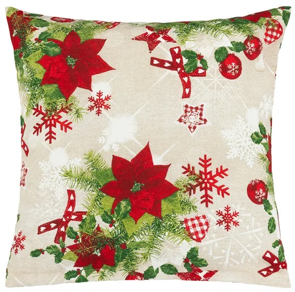 Bellatex Polštářek VÁNOCE Vánoční hvězda červená rozměr 45x45 cm