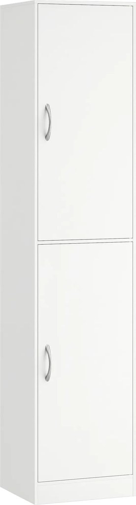 HOMCOM knihovna se 5 policemi a 2 dvířky, nastavitelné police, 40 × 35 × 180 cm, bílá