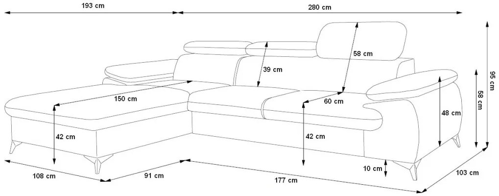 Rohová sedací souprava Scala, starorůžová látka, levý roh