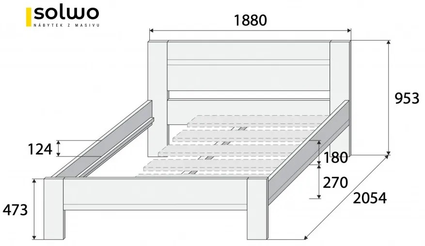 Masivní postel ALEXIA - Solwo Design Dřevo a odstín oleje: BUK Cink - Olej odstín BO103, Rozměr spací plochy: 240x200