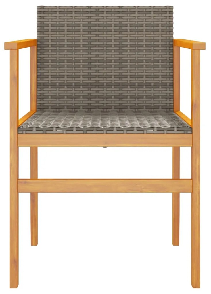 Zahradní židle 2 ks šedé polyratan a masivní dřevo - Default Title