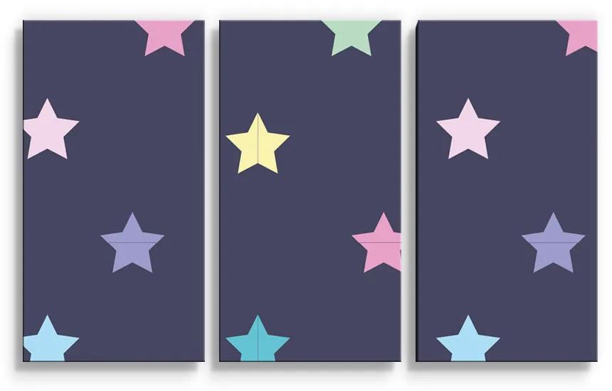 Sablio Obraz - 3-dílný Hvězdy na modré - 120x80 cm