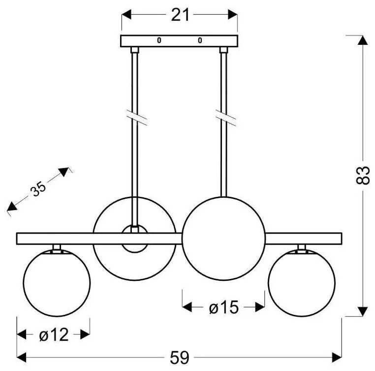 Černý závěsný lustr Kama pro žárovku 4x G9 - Candellux